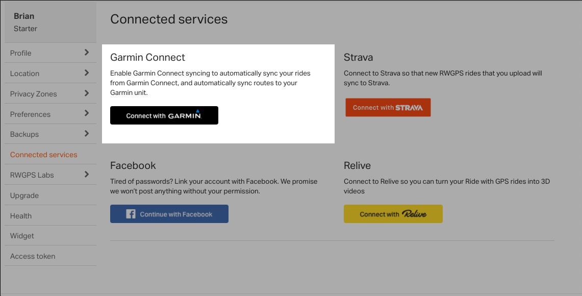 Garmin Connect – Ride with GPS Help Center